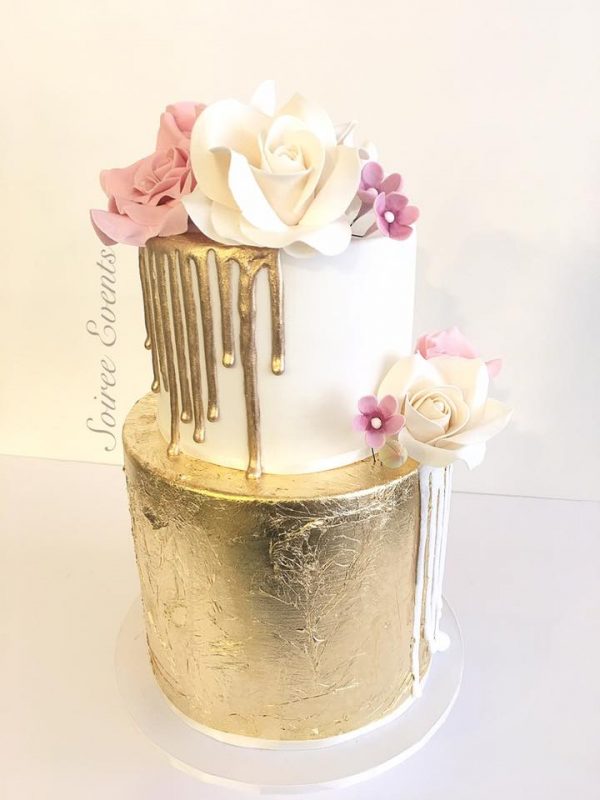 Goldleaf and Gold Drip Cake – Soiree