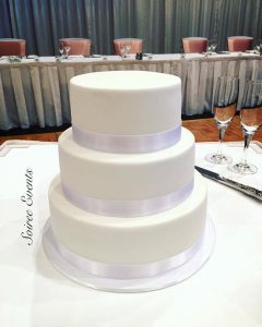 Plain White Fondant Three Tier Cake – Soiree