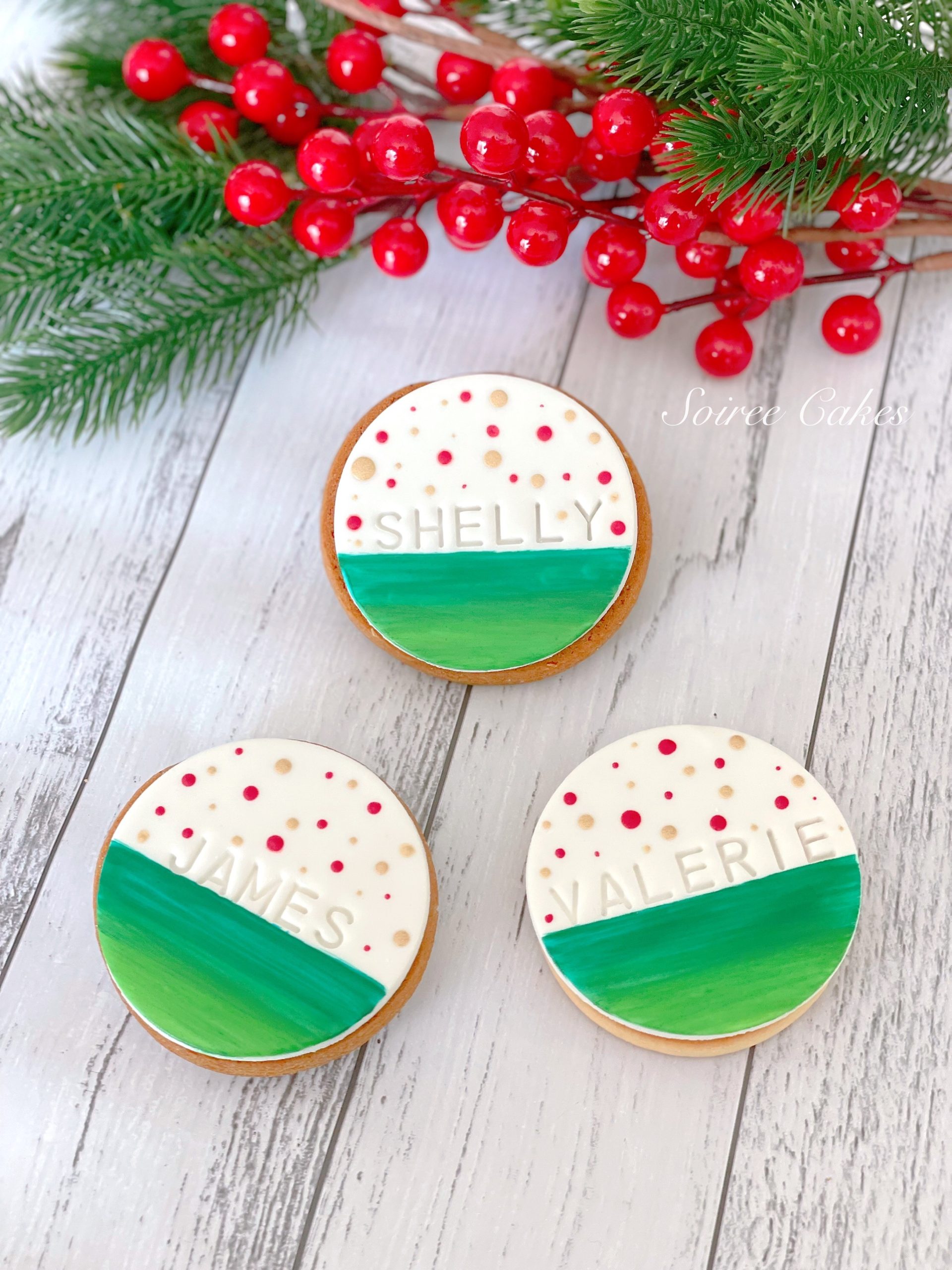 Hand-painted Festive Personalised Place Card Cookies (one dozen) – Soiree
